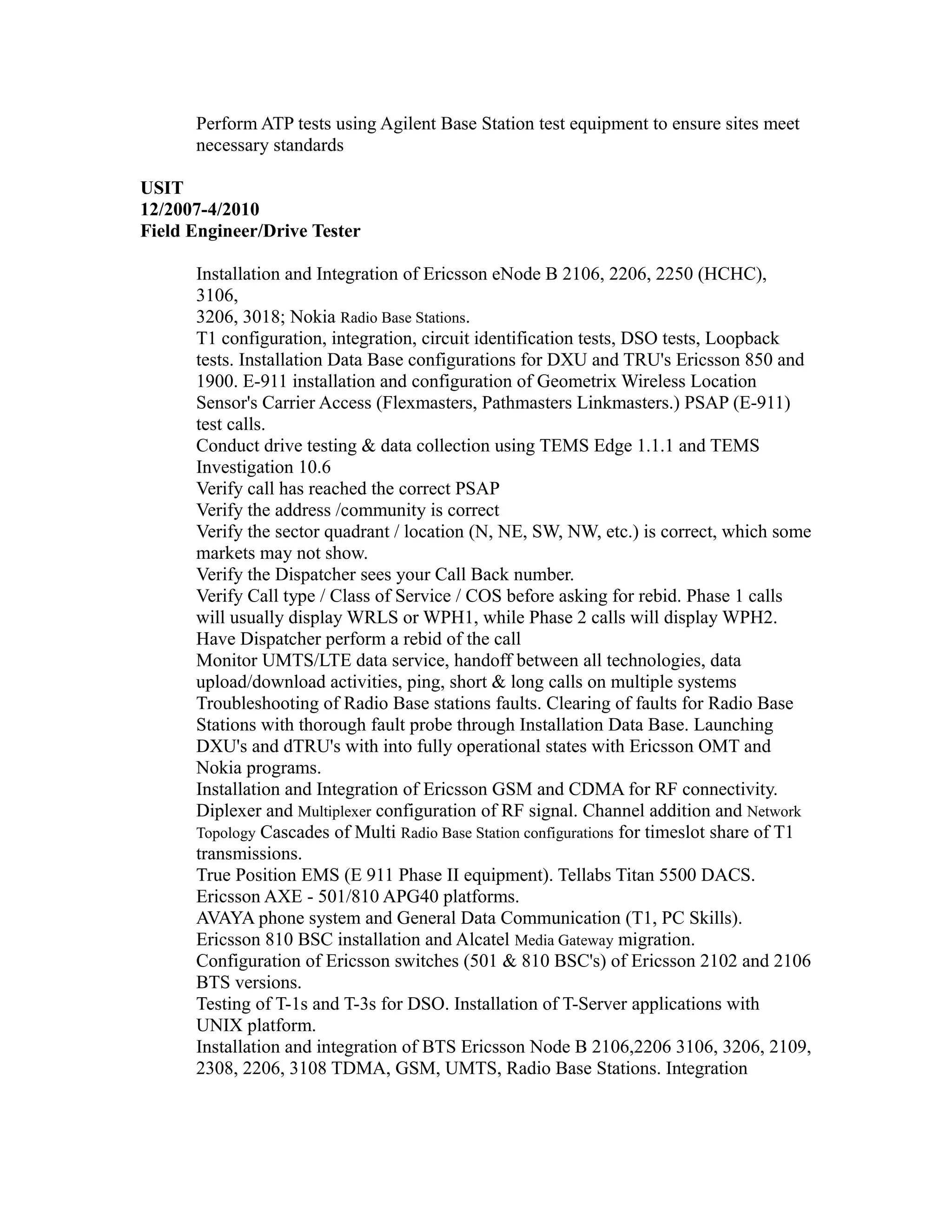 Donald resume new | DOC | Telecommunications Industry | Industries