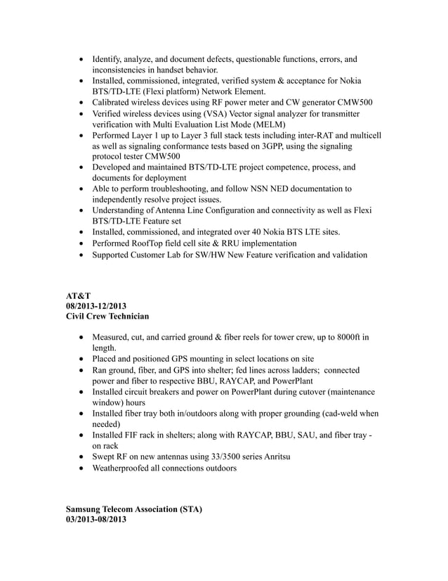 Donald resume new | DOC | Telecommunications Industry | Industries