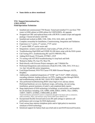 Donald resume new | DOC | Telecommunications Industry | Industries