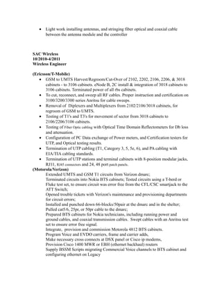 Donald resume new | DOC | Telecommunications Industry | Industries