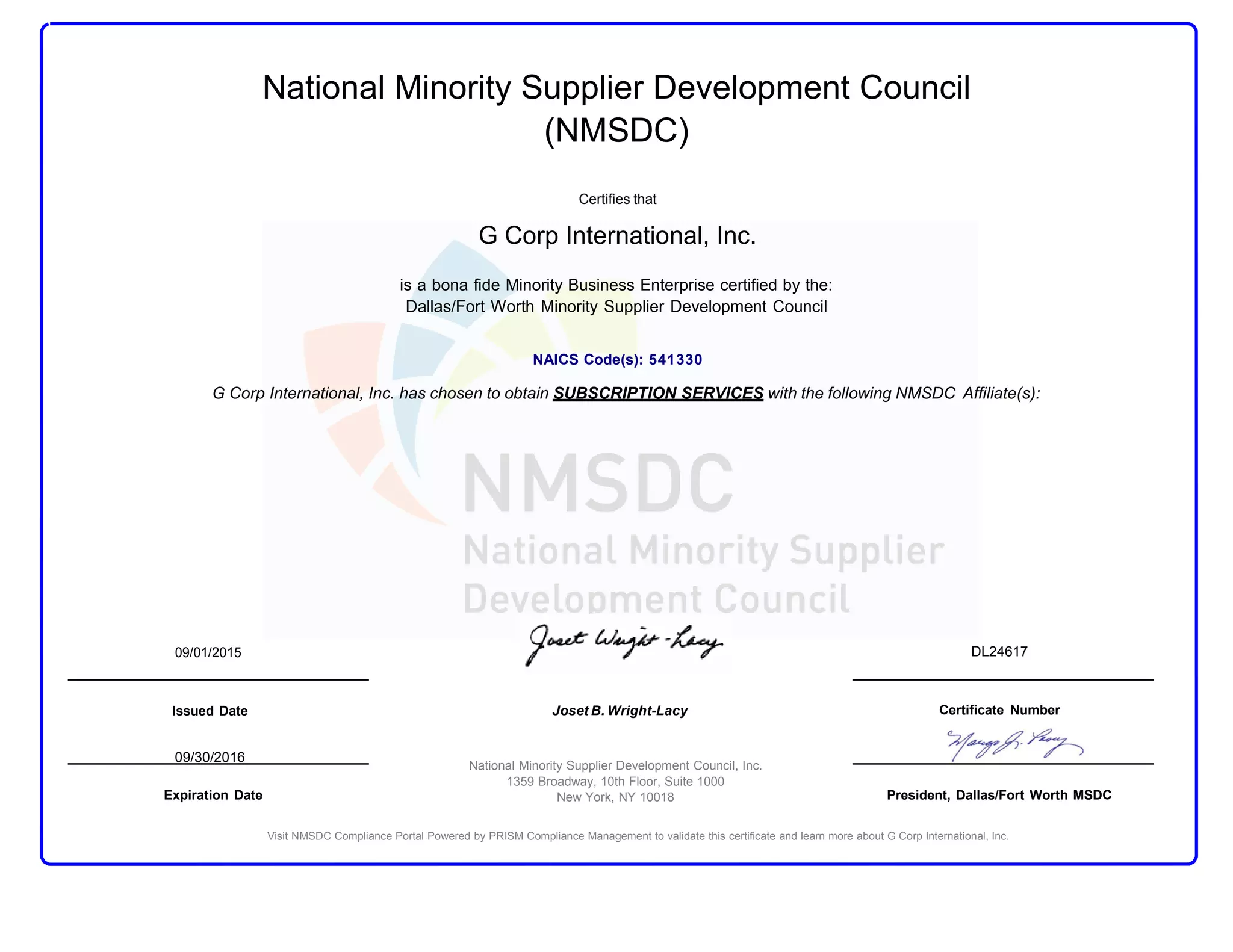 MBE Certification - GCorp - 2015 | PDF | Business Utilities | Business