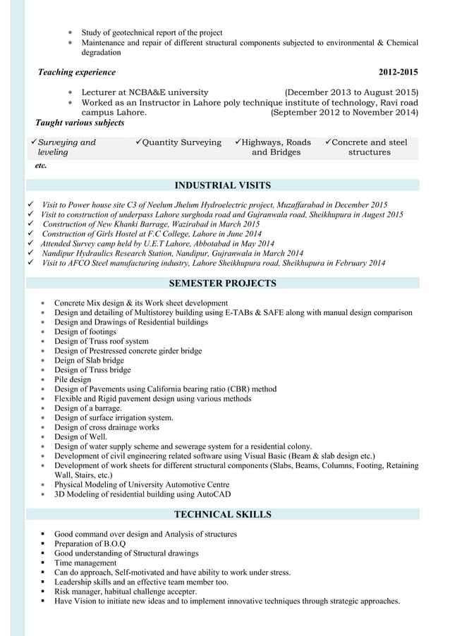 Hafiz Ahmed Waqas Resume | PDF | Civil Engineering Industry | Industries