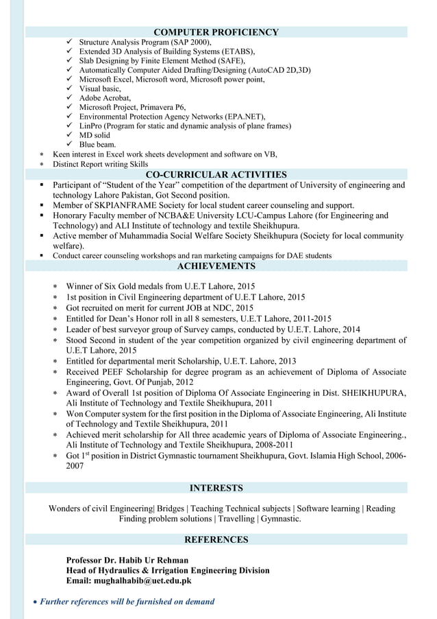 Hafiz Ahmed Waqas Resume | PDF | Civil Engineering Industry | Industries