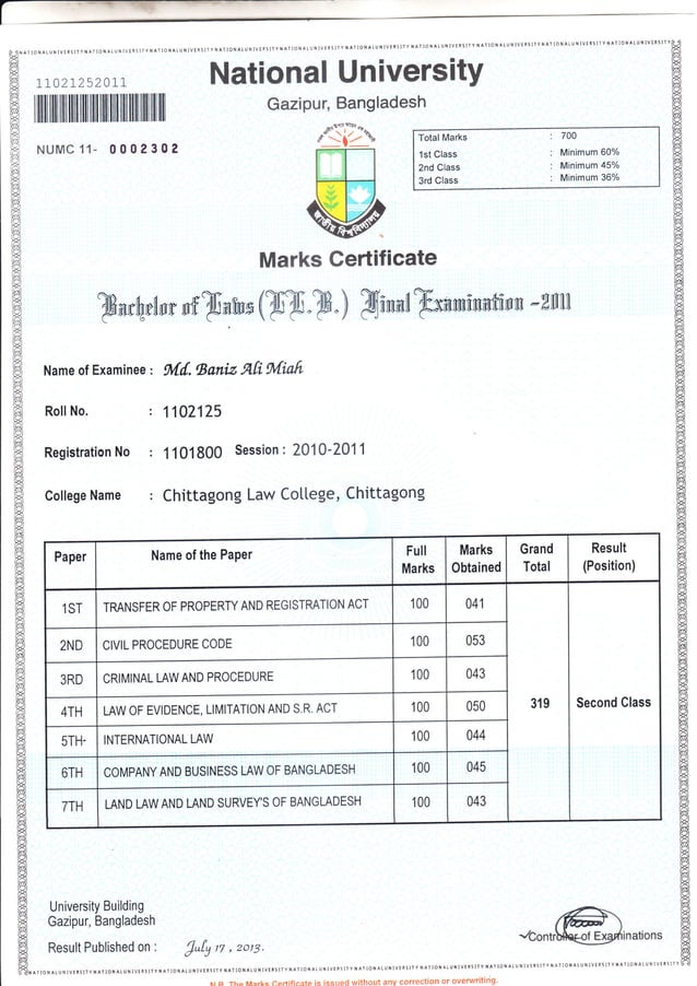 Law Certificate | PDF