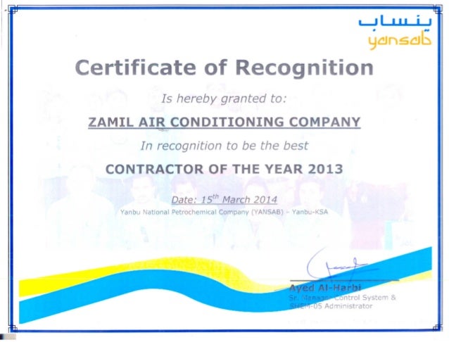 Yansab Contractor of the year 2013