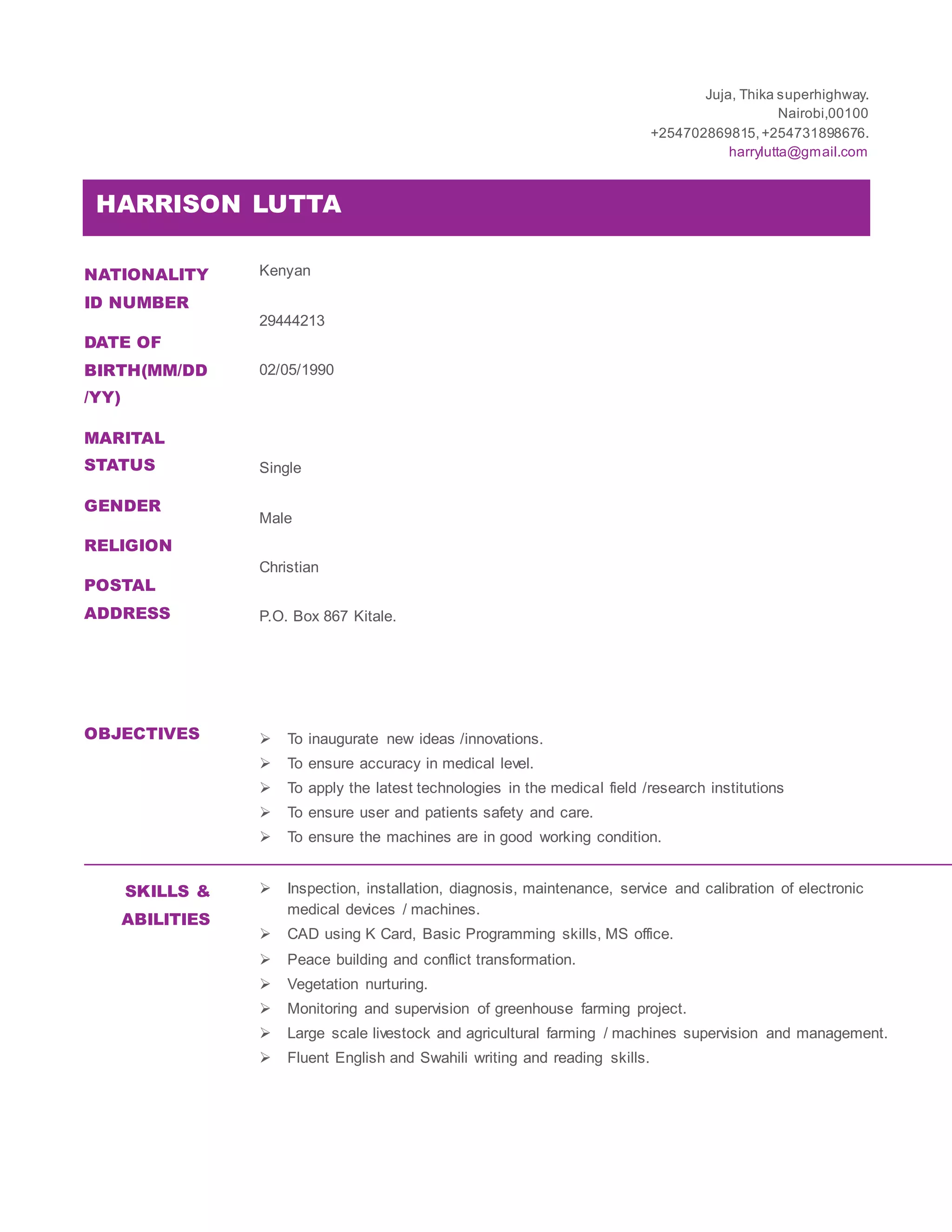Harry Lutta Resume | PDF