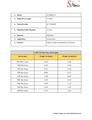 Fe 500 steel tmt bar | PDF