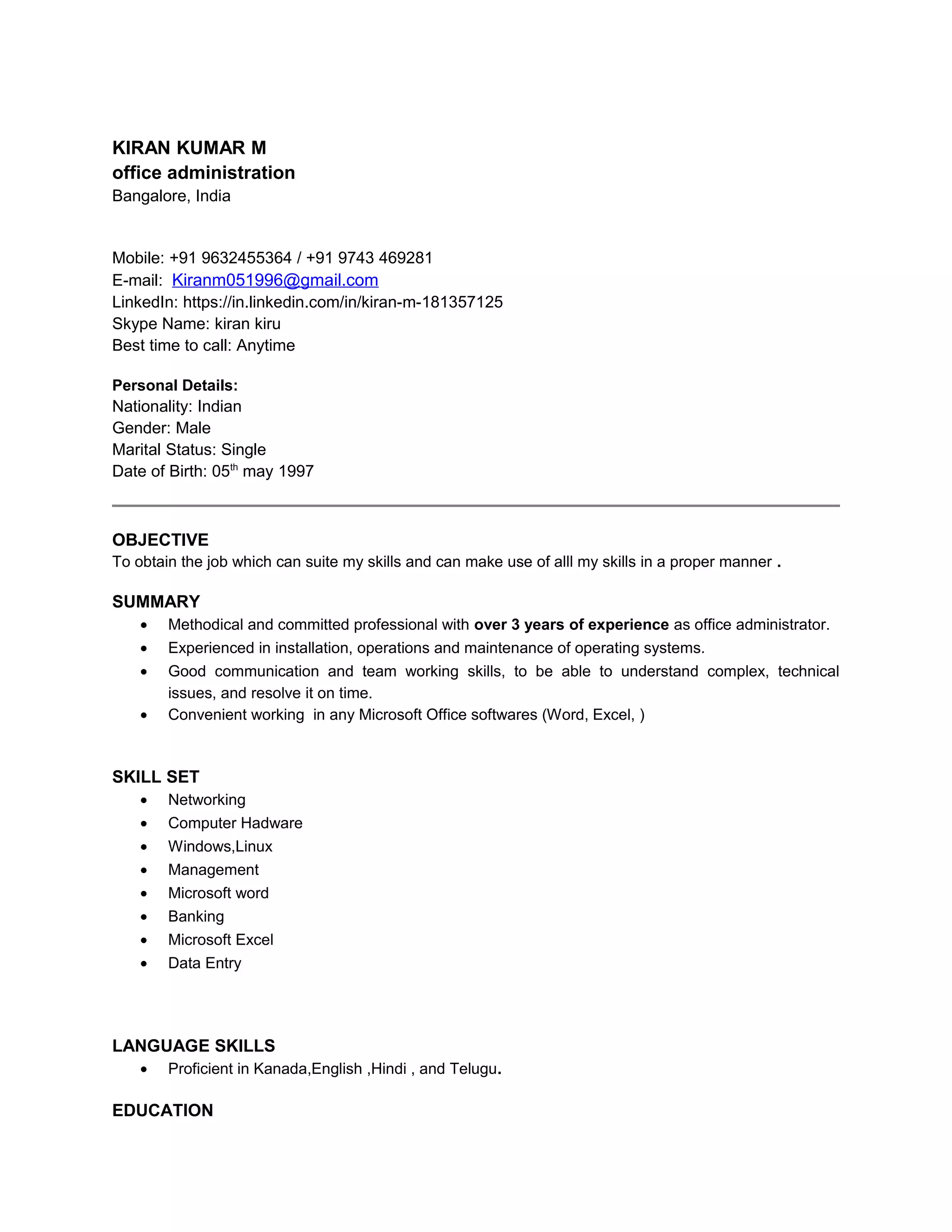 kiran m resum | PDF kiran m resum | PDF
