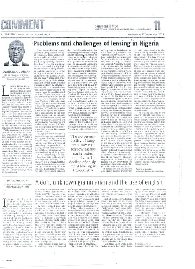 Problems & Challenges of Leasing in NIgeria | PDF