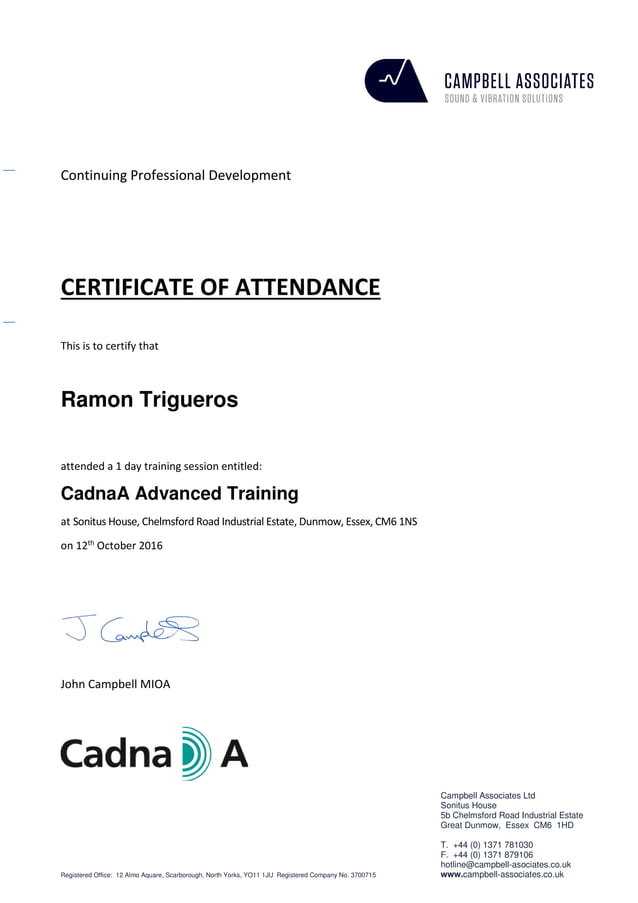 Cadnaa Course Certificate | PDF