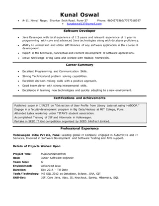 KunalOswal_JavaDeveloper_1yr | PDF