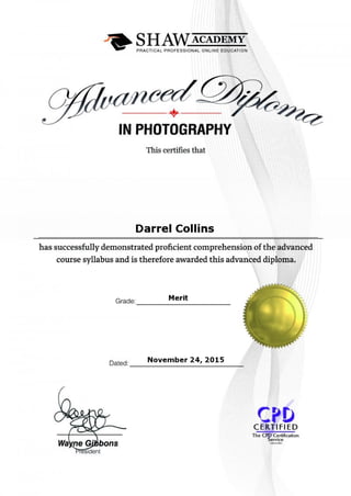 advanced photography certificate | PDF