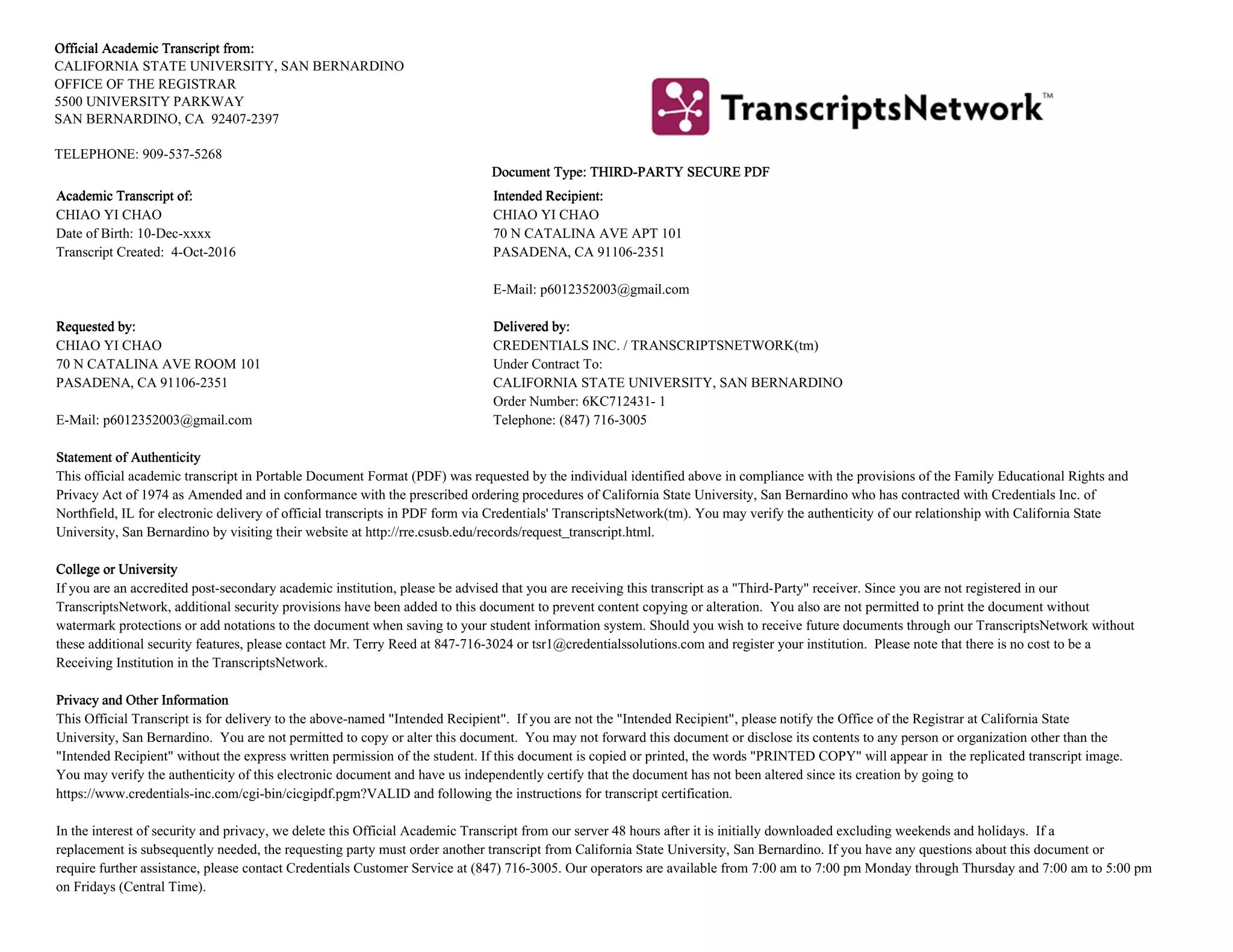 official transcript | PPT