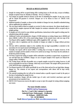Testing Facility DKTE COE Nonwovens | PDF