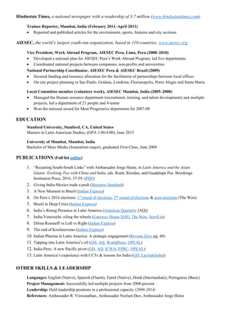 Hari Seshasayee Resume | PDF