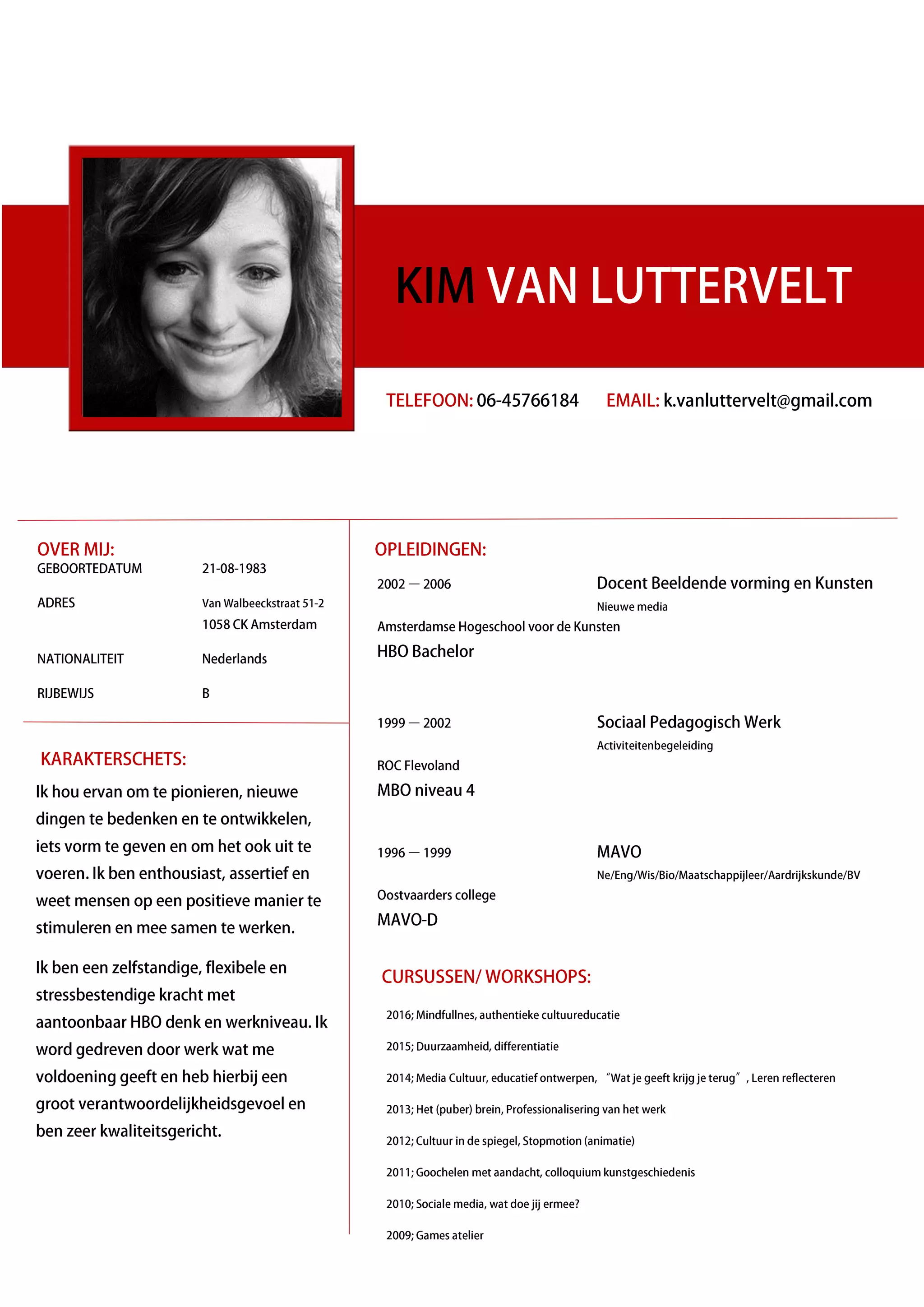CV Kim van Luttervelt 2016 | PDF