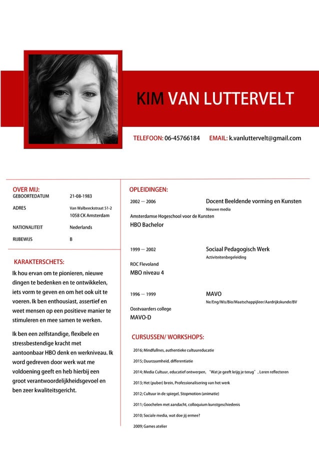 CV Kim van Luttervelt 2016 | PDF