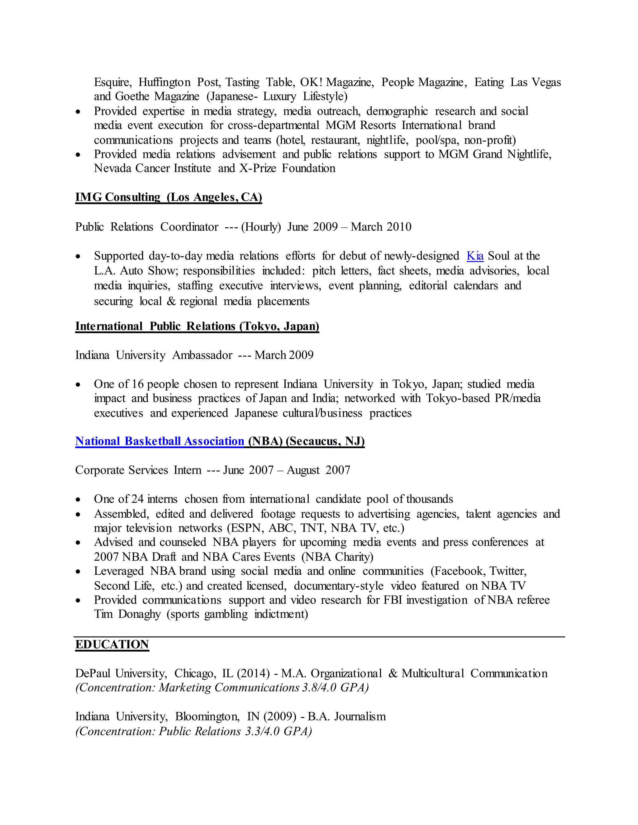 SM Resume | DOCX | Hotel Properties | Real Estate