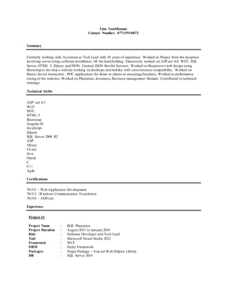 Uma SunilKumar Resume | DOCX