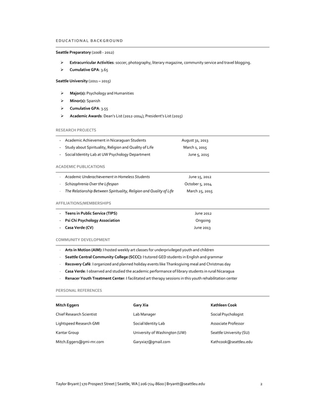 Taylor Bryant - Resume August 2015 | PDF