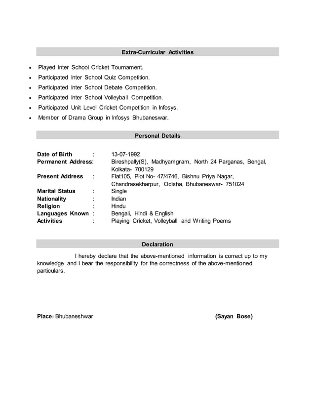 Curriculam Vitae-- Sayan Bose | DOCX | Technology & Computing