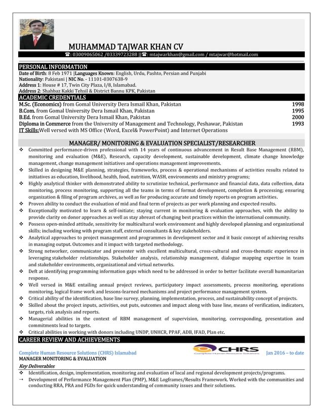 Muhammad Tajwar Khan CV 4-4-16 | PDF