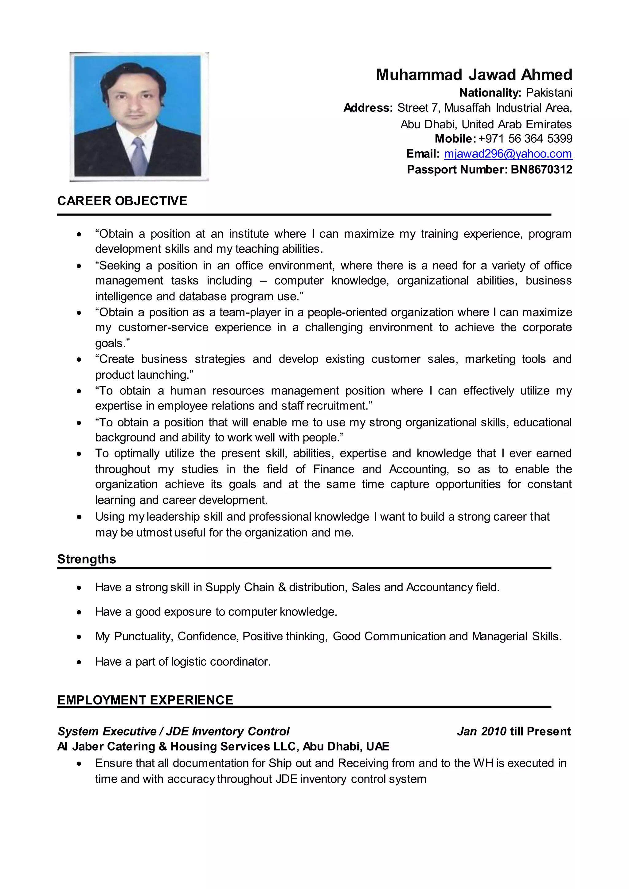 Jawad-Updated-Resume-2015 | DOCX