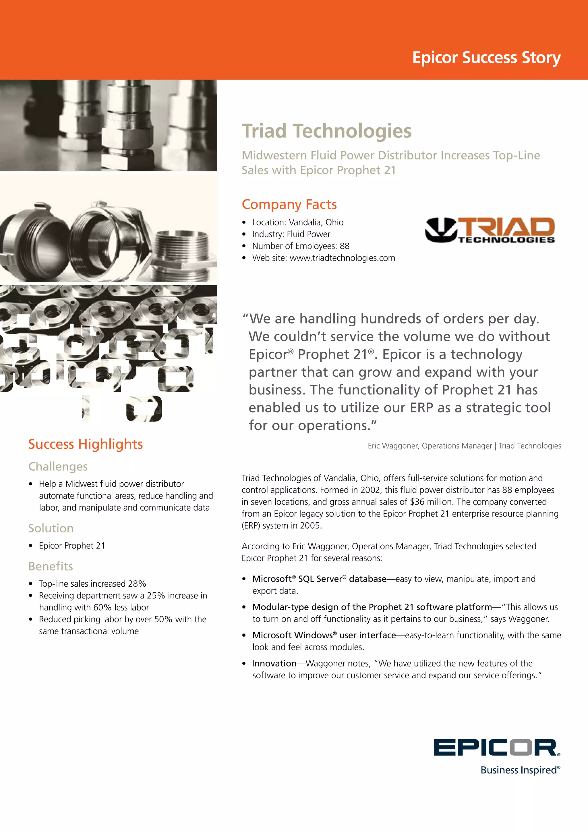 Epicor-Prophet21-Triad-Technologies-CS-ENS-0613 | PDF