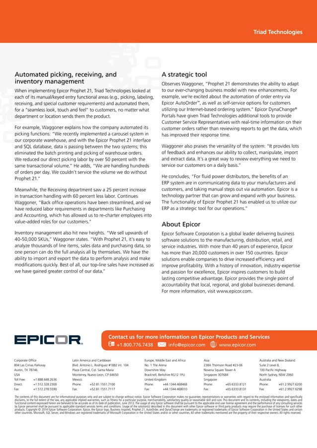 Epicor-Prophet21-Triad-Technologies-CS-ENS-0613 | PDF