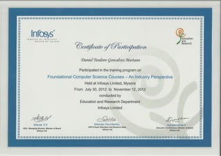 2012 - Infosys - Certificate | PDF