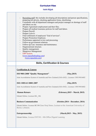 C.V Saleh Hijjah | PDF