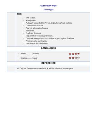 C.V Saleh Hijjah | PDF