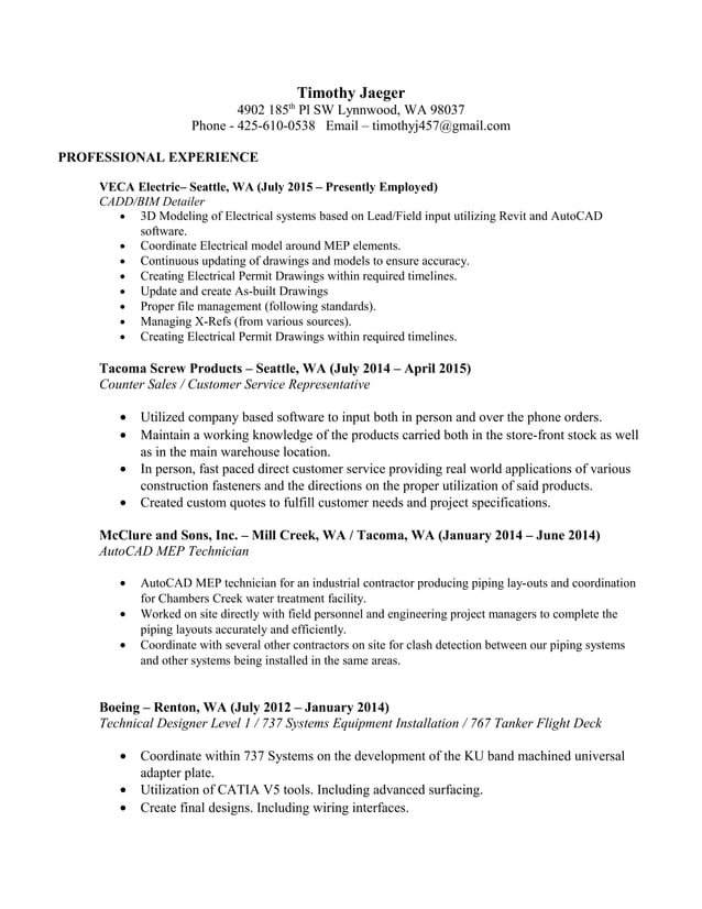 Timothy Jaeger Resume | PDF