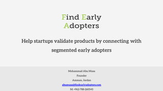 Find Early Adopters Pitch | PPT