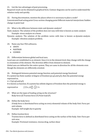 FEA 2 marks unit 1 to 5 | PDF
