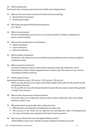 FEA 2 marks unit 1 to 5 | PDF