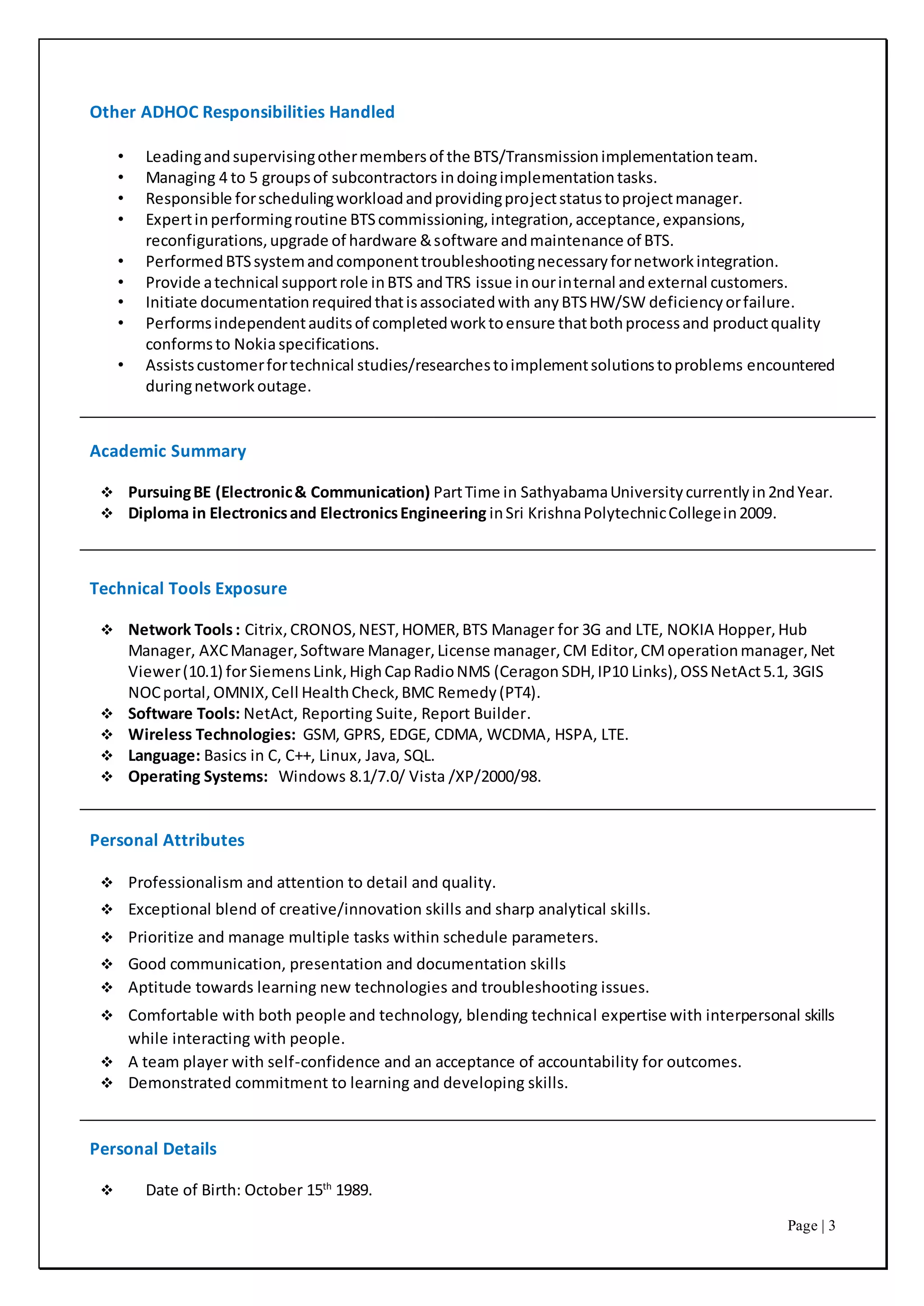 Suresh M_Resume_Fault Management | DOCX