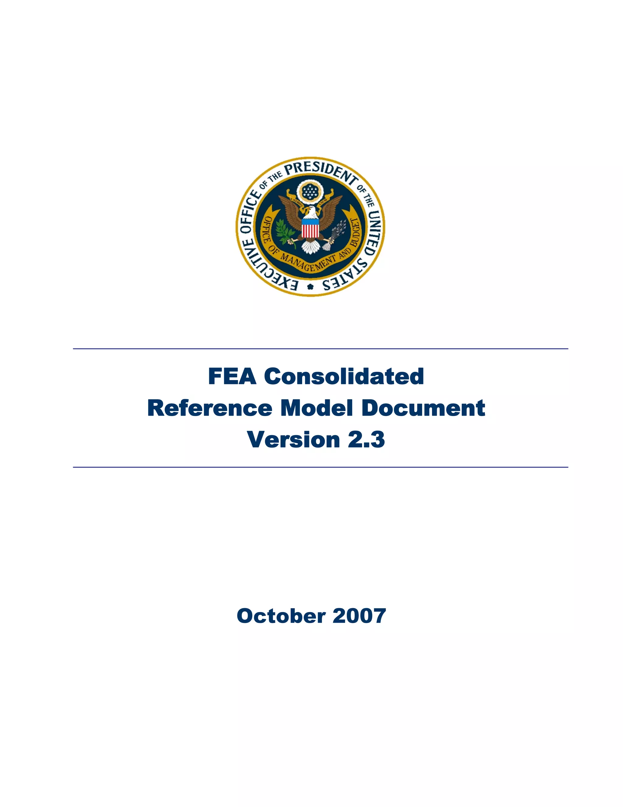 FEA Consolidated Reference Model Document Version 2.3 | PDF