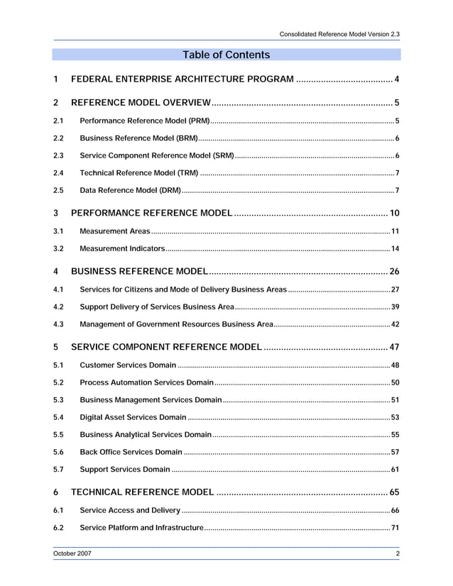 FEA Consolidated Reference Model Document Version 2.3 | PDF