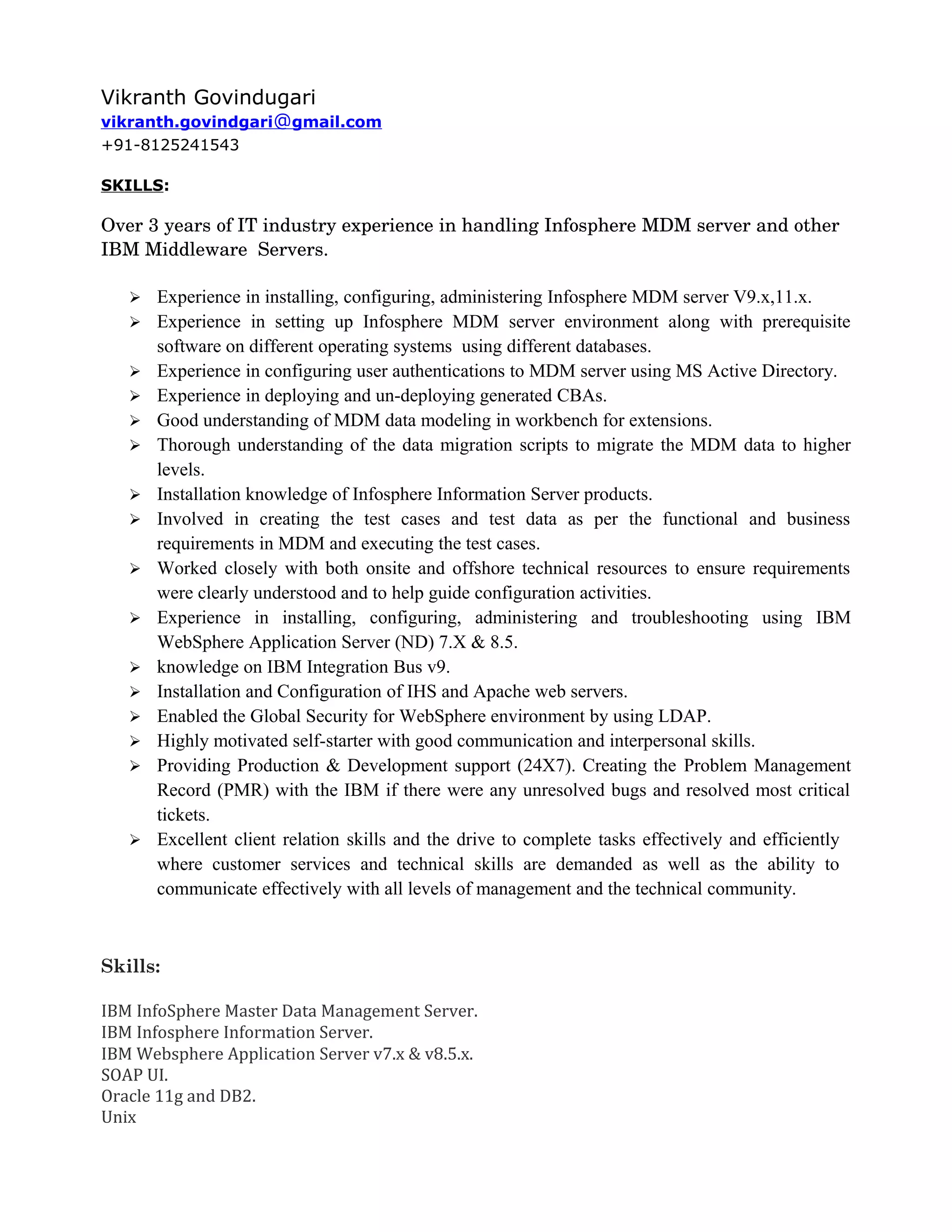 Resume_vikranth_MDM | PDF