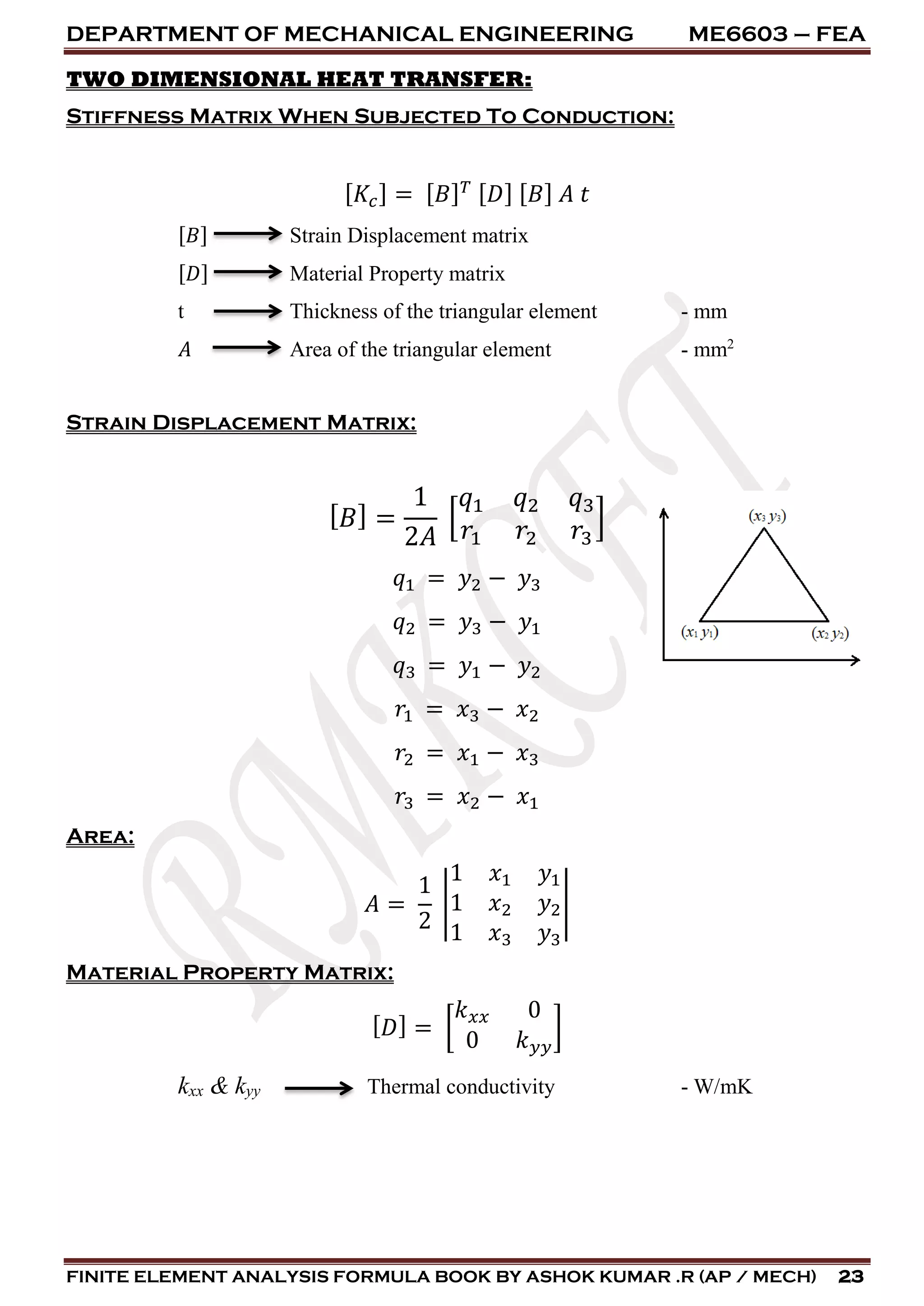 ME6603 - FINITE ELEMENT ANALYSIS FORMULA BOOK | PDF