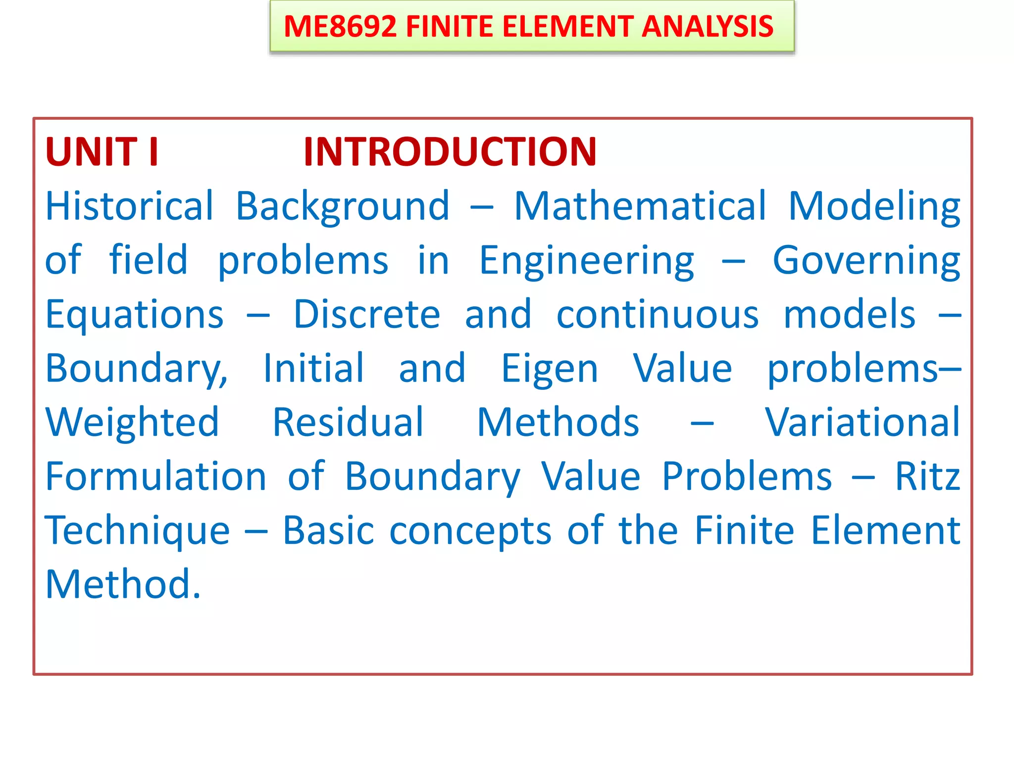 Finite Element Analysis -Dr.P.Parandaman | PPSX