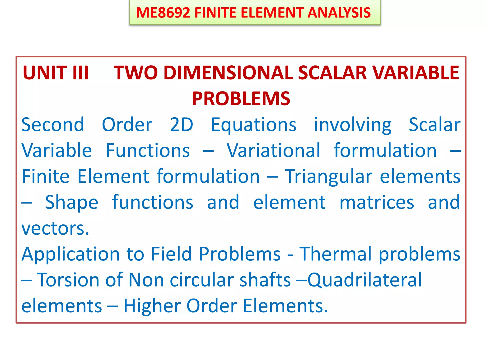 Finite Element Analysis Dr P Parandaman Ppsx