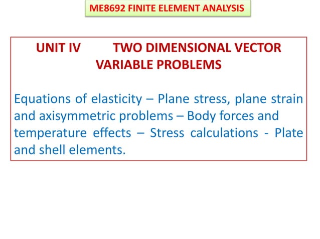 Finite Element Analysis -Dr.P.Parandaman | PPSX