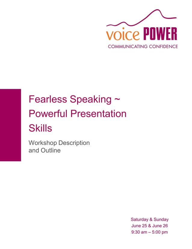 Fearless Speaking June Presentation Workshop | PDF | Business Expos ...