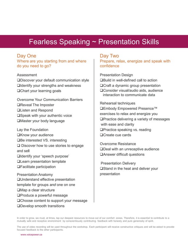 Fearless Speaking June Presentation Workshop | PDF | Business Expos ...