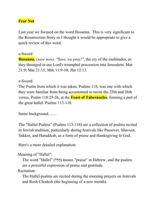 Fear Not Sermon notes by Pastor Mark Behr | DOCX