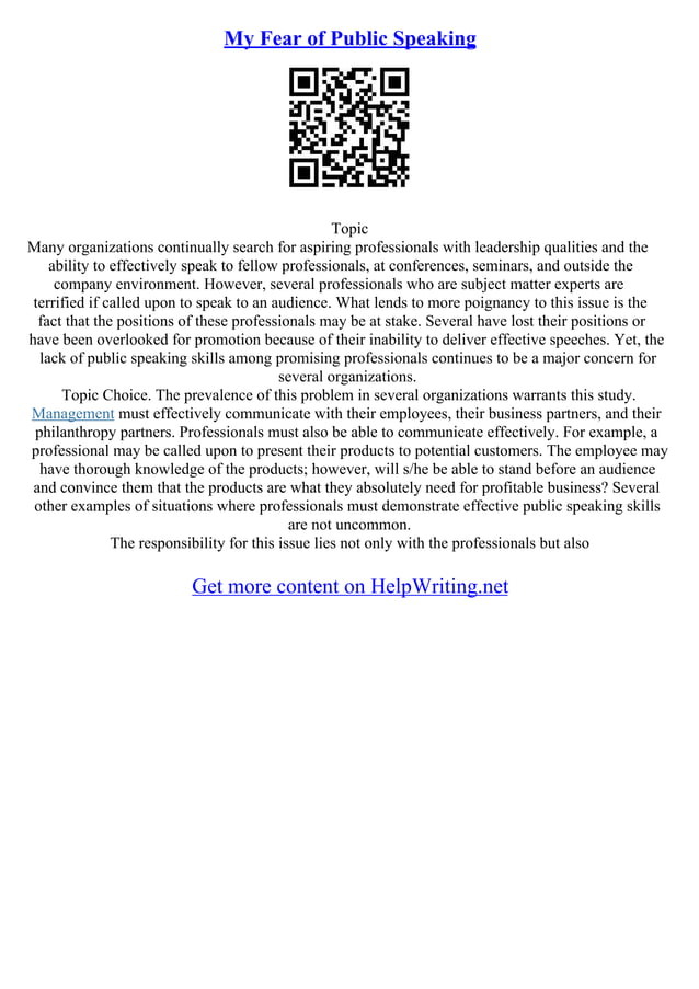 Fear Of Public Speaking Essay | PDF