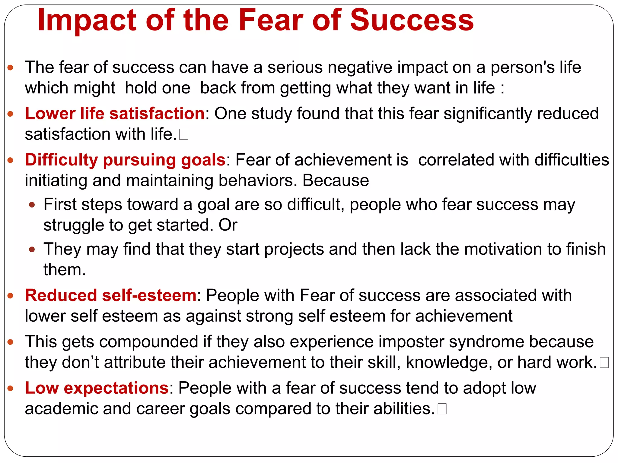 Fear of success | PPTX | Mental Health | Diseases and Conditions