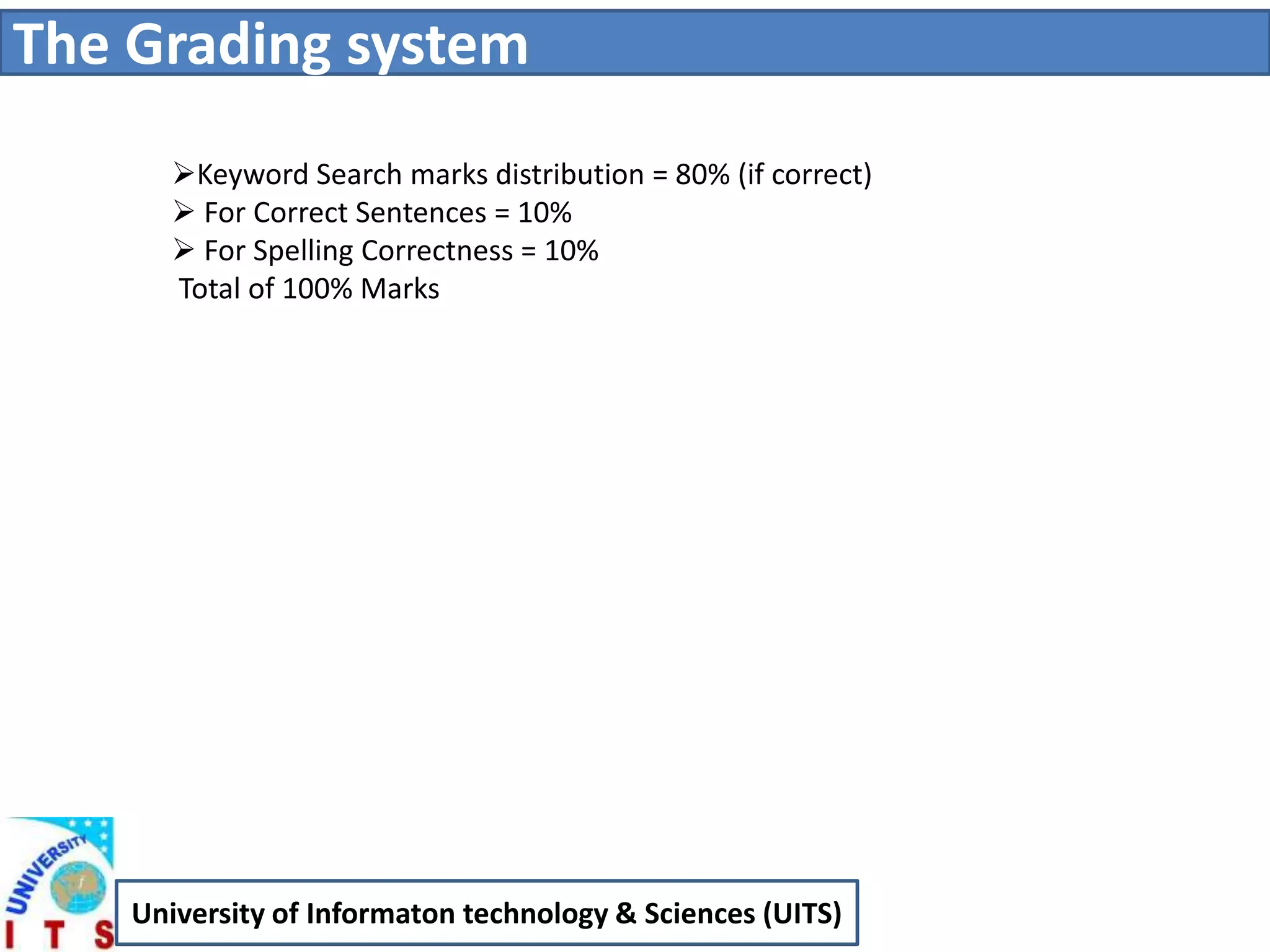 Feasibility study on an answer grading system based on keyword scanning ...